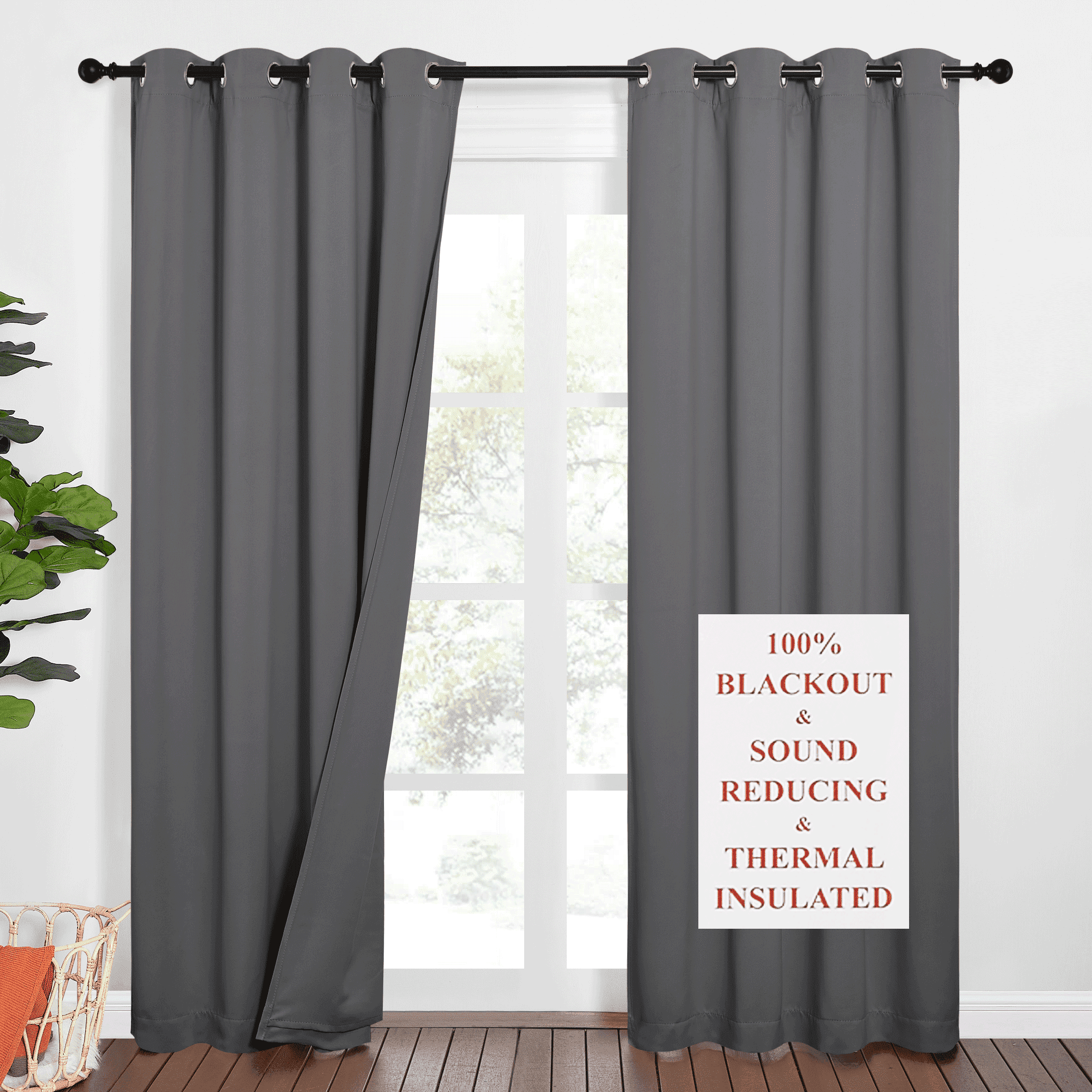 NICETOWN Soundproof Curtains for Bedroom, 3 Layers 100% Blackout ...