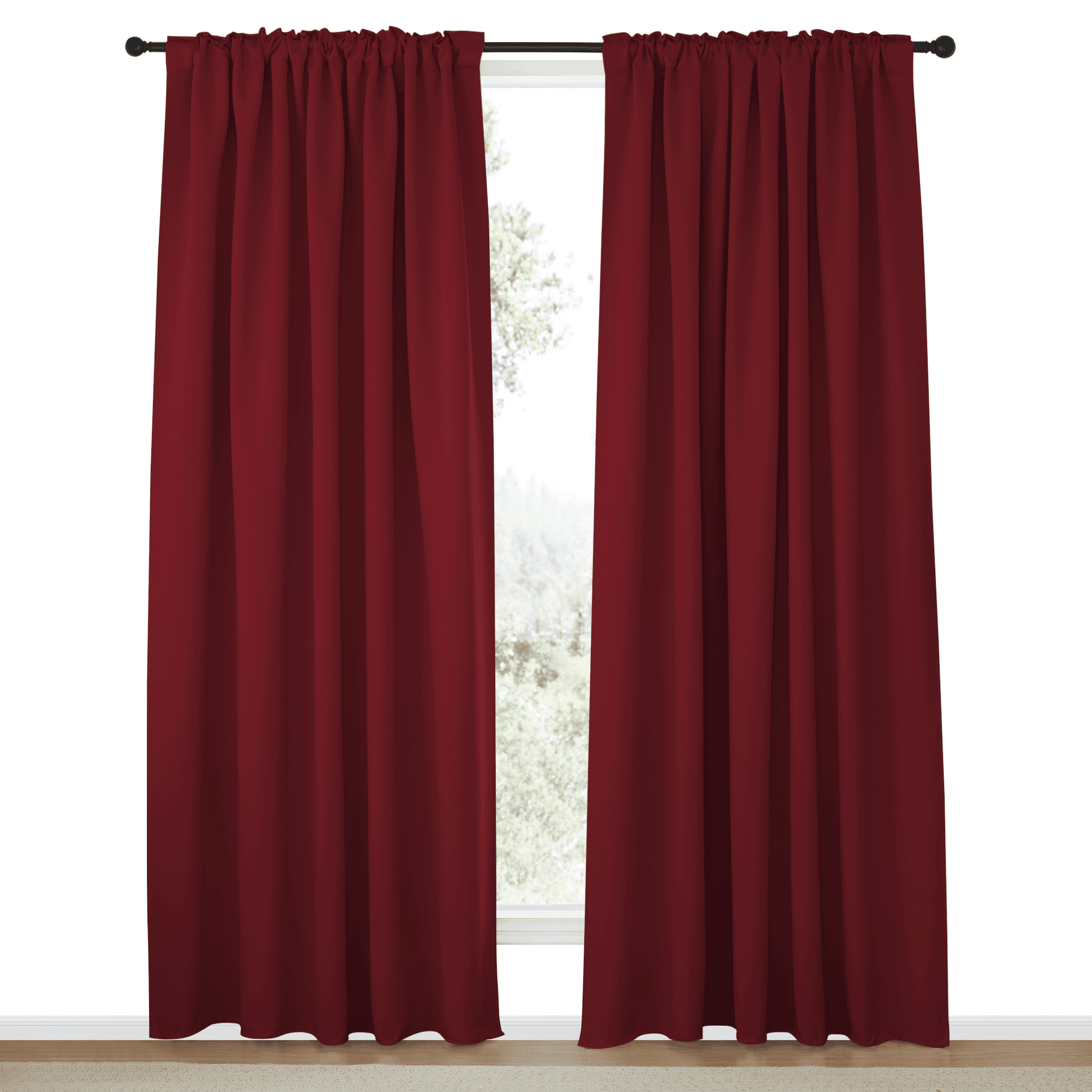 NICETOWN Blackout Curtains 52x84 Inch Burgundy Red Thermal Insulated ...