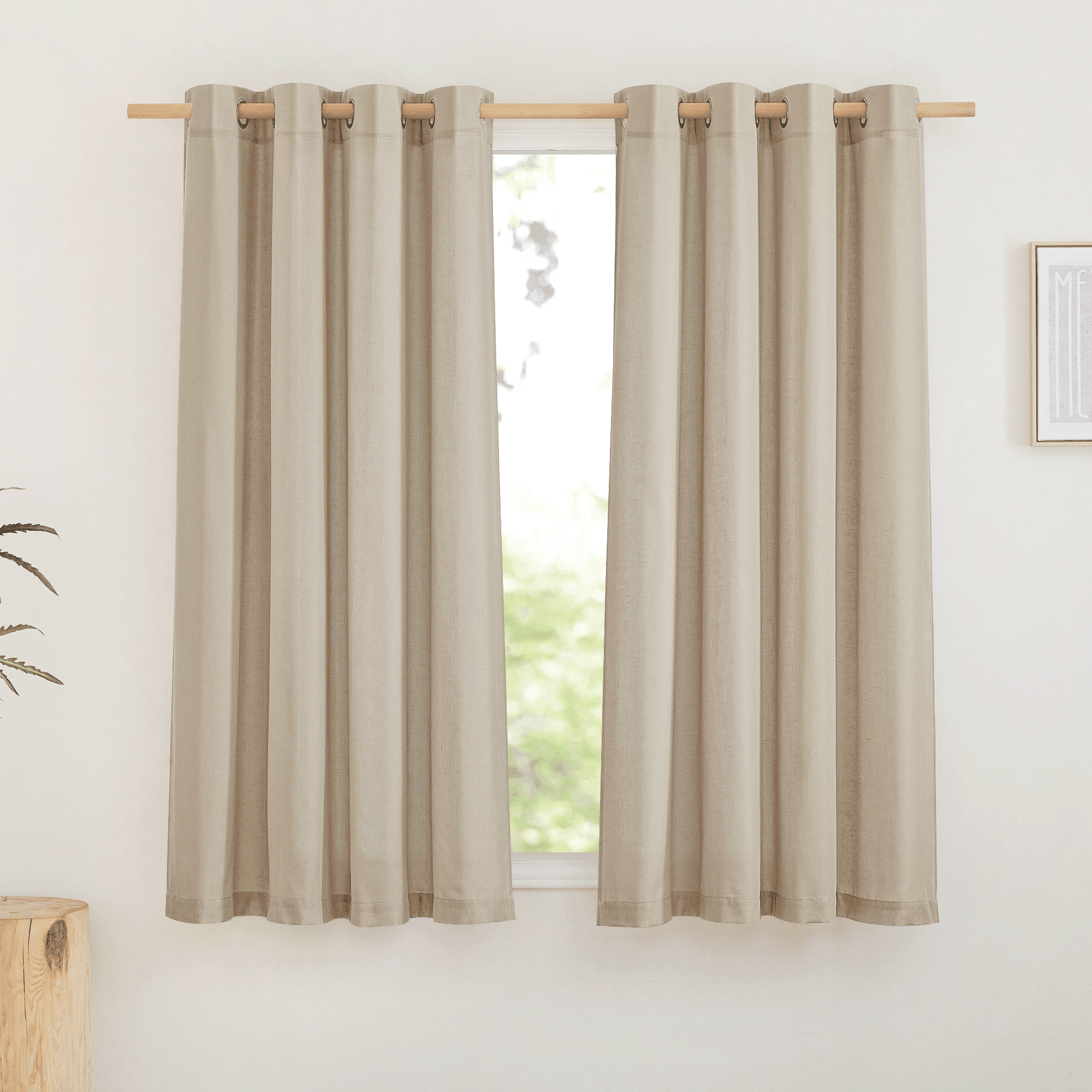 NICETOWN Thick Linen Curtains 63 inches Long, Grommet Linen Weave ...