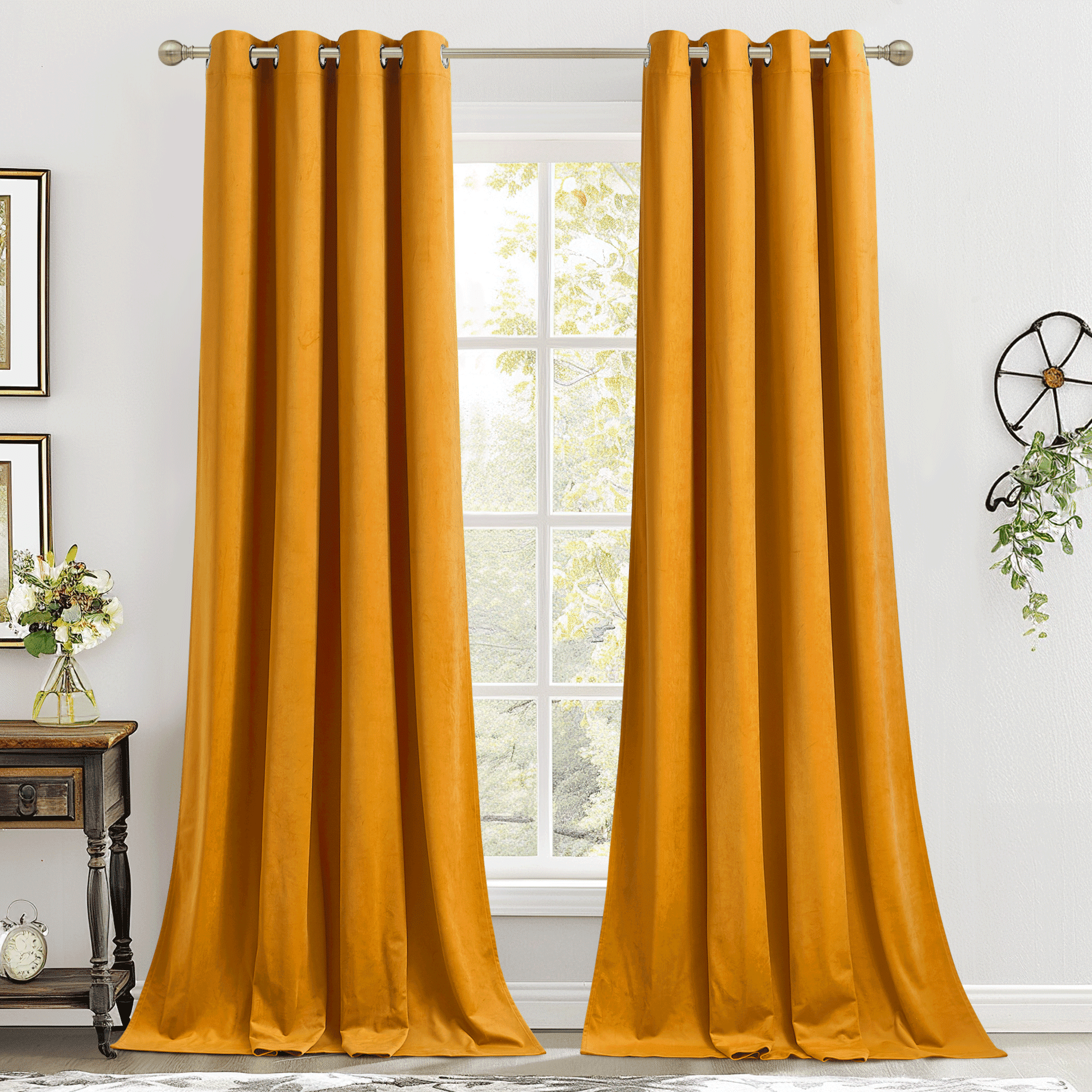 NICETOWN Velvet Blackout Curtains 84 inches Length, Room Darkening Thermal Insulated Super Soft ...