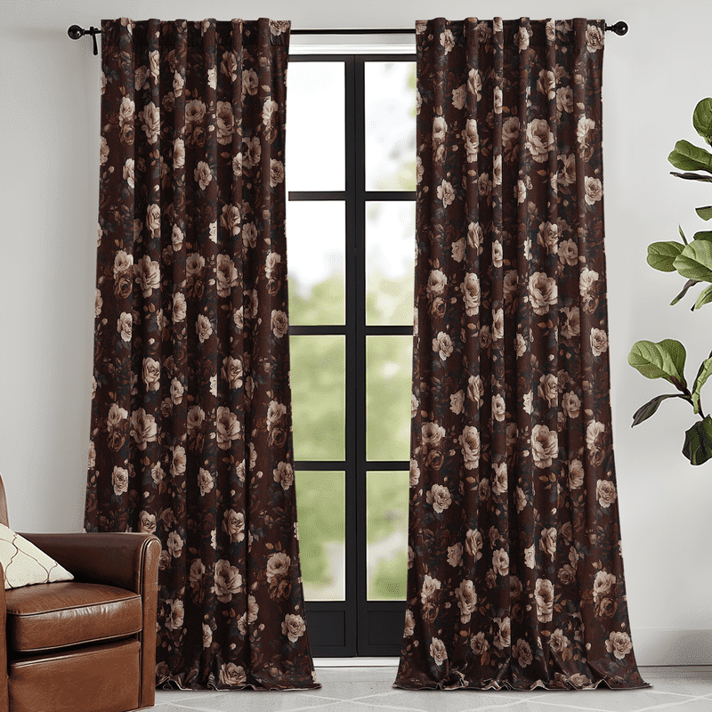 NICETOWN Velvet Curtains 90 inches Long, Vintage Floral Velvet Curtains ...