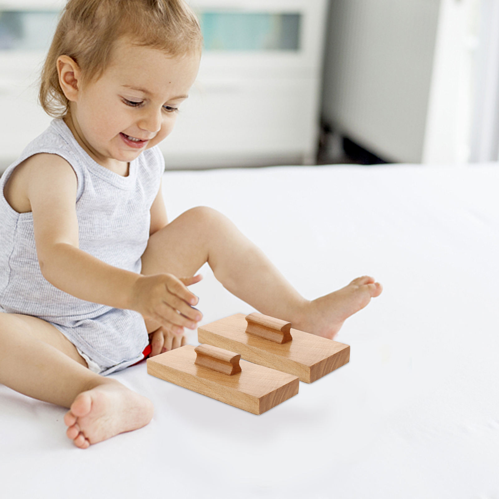 NICEXMAS 1 Pair Light Brown Wood Sand Blocks for Rhythm Exercises and ...