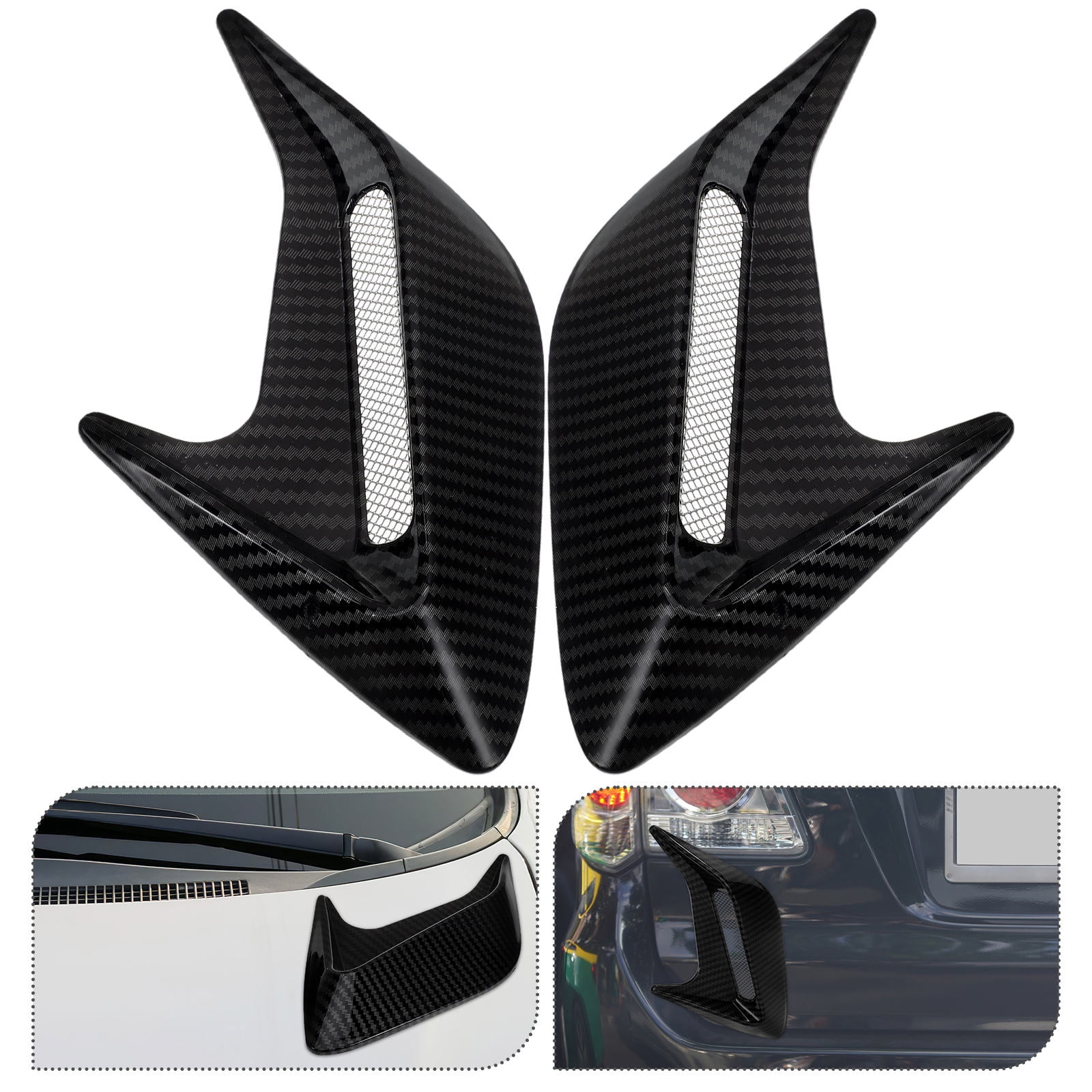 NICEXMAS 1 Pair Vehicle Hood Vent Trims In Black Abs With Realistic ...