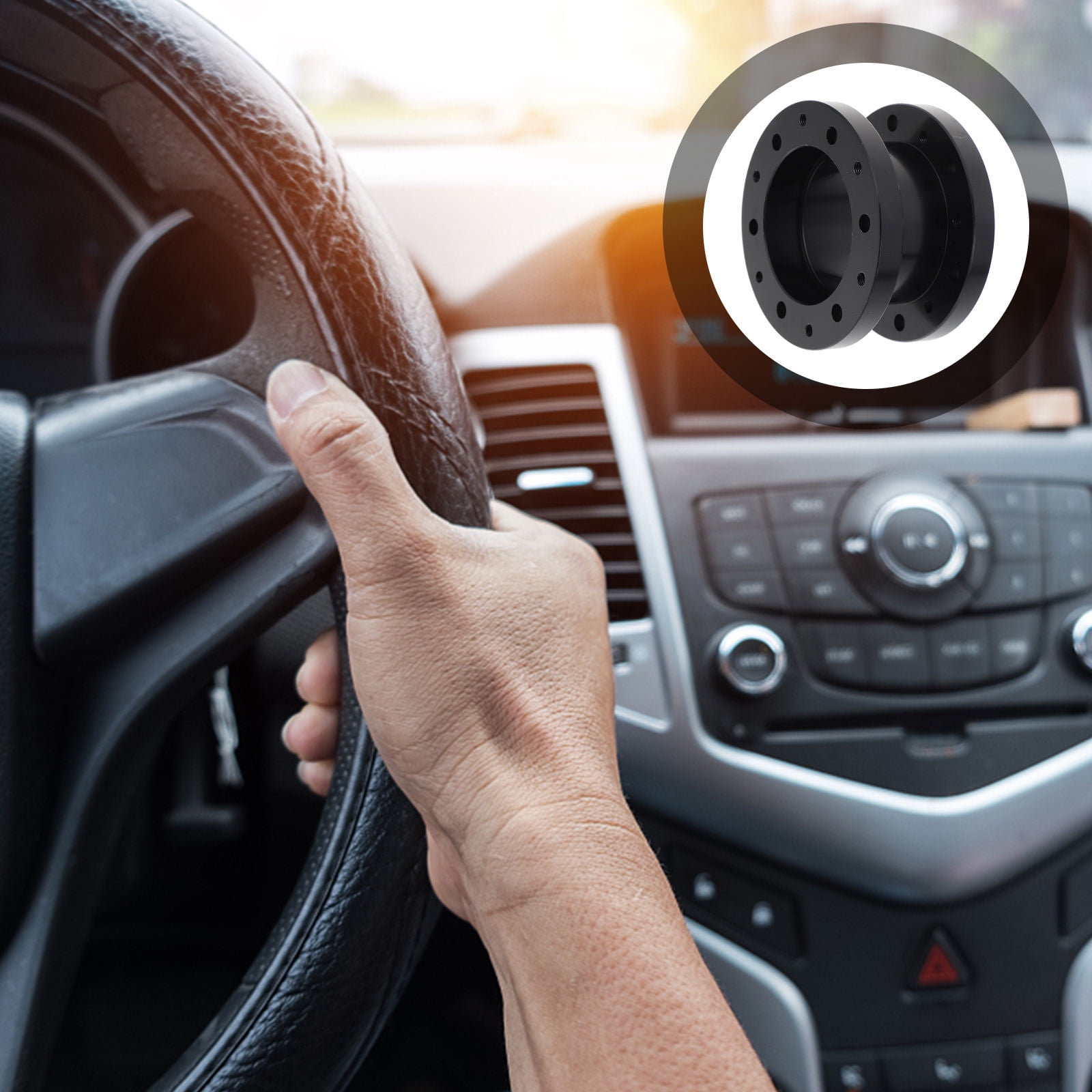 NICEXMAS 1 Set Car Steering Hub Spacer Adapter Plate Kit 9x9cm Black ...