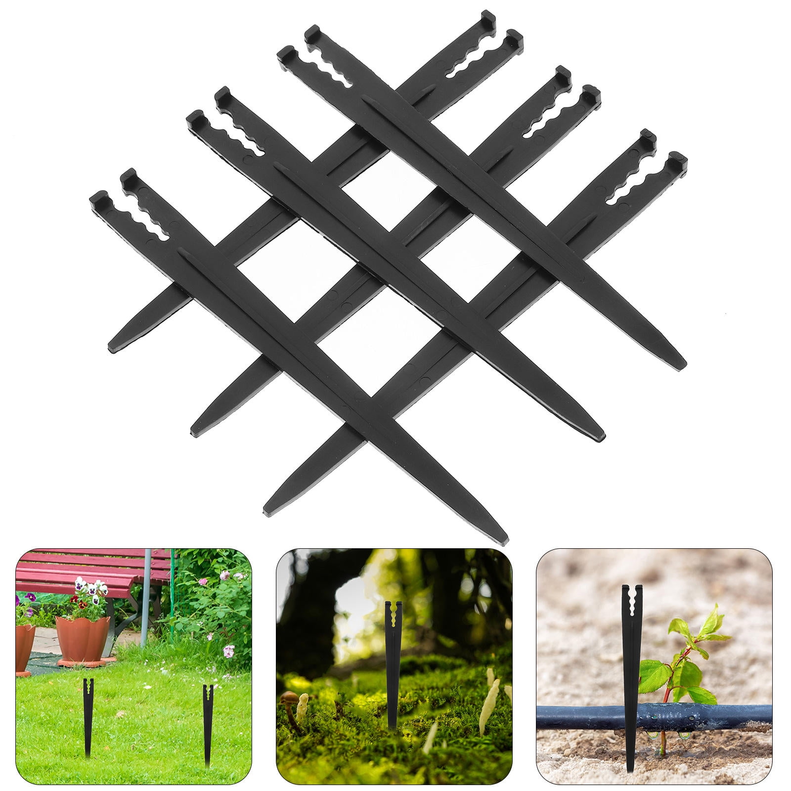 NICEXMAS Garden Pipe Supports Ground Stakes Black Plastic 100Pcs ...