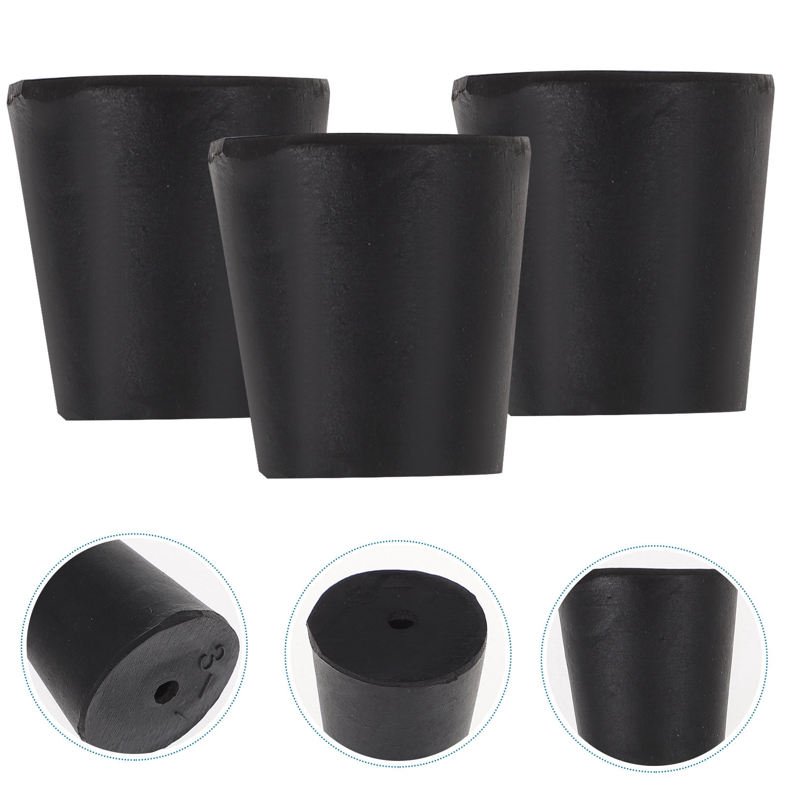 NICEXMAS Rubber Stoppers Test Tube Plugs Black 10Pack 1.7X1.7X2.3in ...