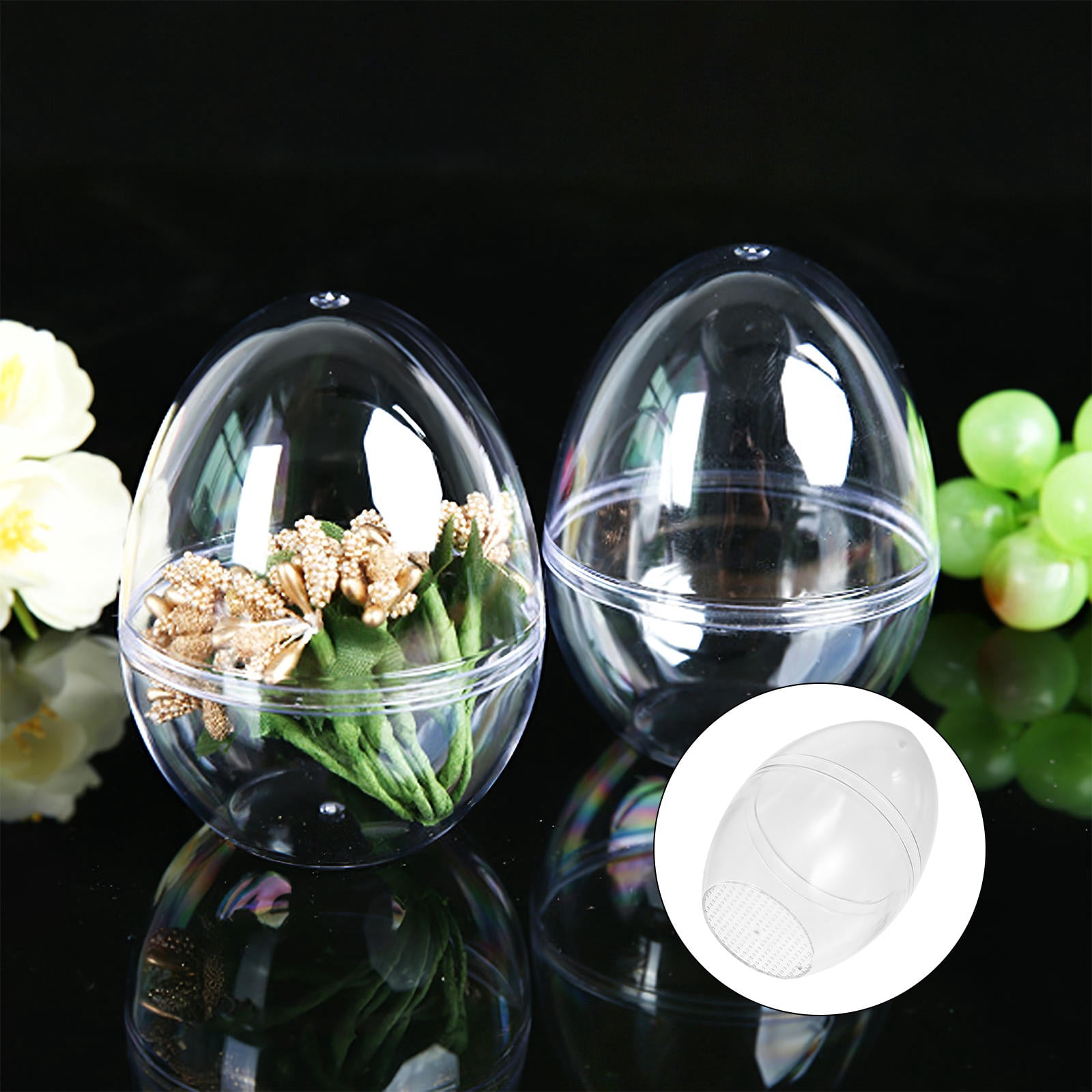 NICEXMAS 10pcs Clear Plastic Fillable Ball Ornament Egg Shape DIY ...