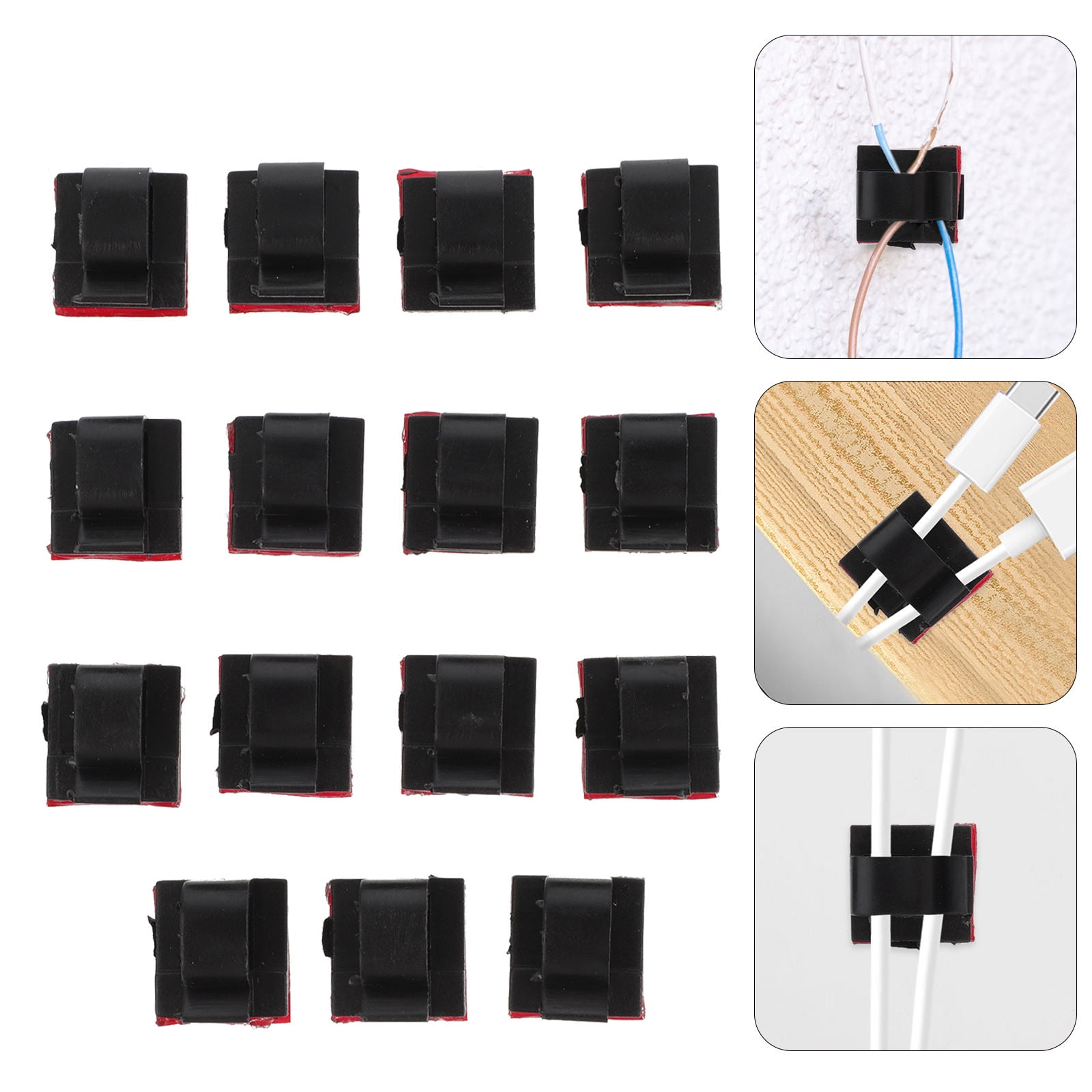 NICEXMAS Adhesive Cable Clips Cable Management Clamps Black Plastic ...