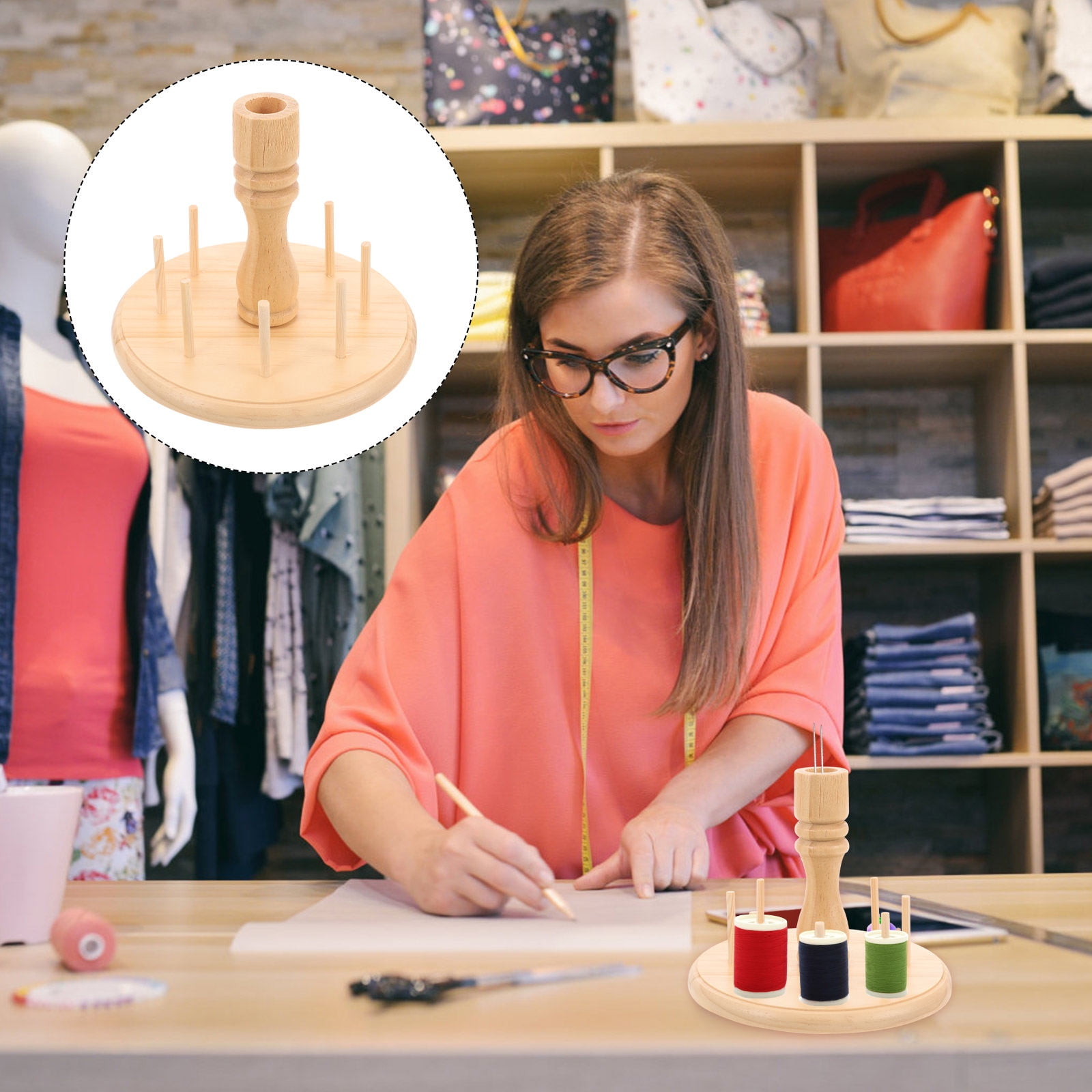 NICEXMAS 1Pack Chocolate Rectangular Embroidery Thread Storage Stand ...