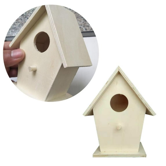 NICEXMAS parakeet nest box Wooden Bird House Natural Wood 1 Piece Bird ...