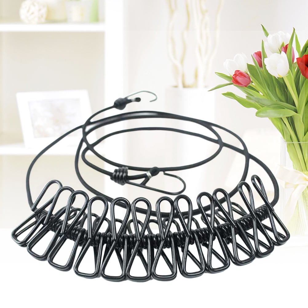 NICEXMAS 1Pack Portable Clothesline PVC Iron Wire Rubber Band Round For ...