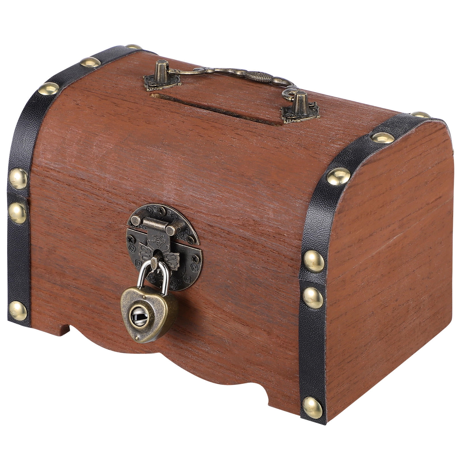 NICEXMAS 1Set Mini Treasure Chest With Lock Dark Brown Wooden Chest Box ...