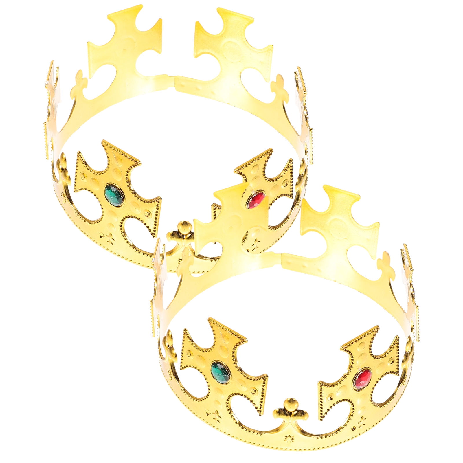 NICEXMAS 2 Pcs Halloween Party Golden King Crown Plastic Plating Queen ...