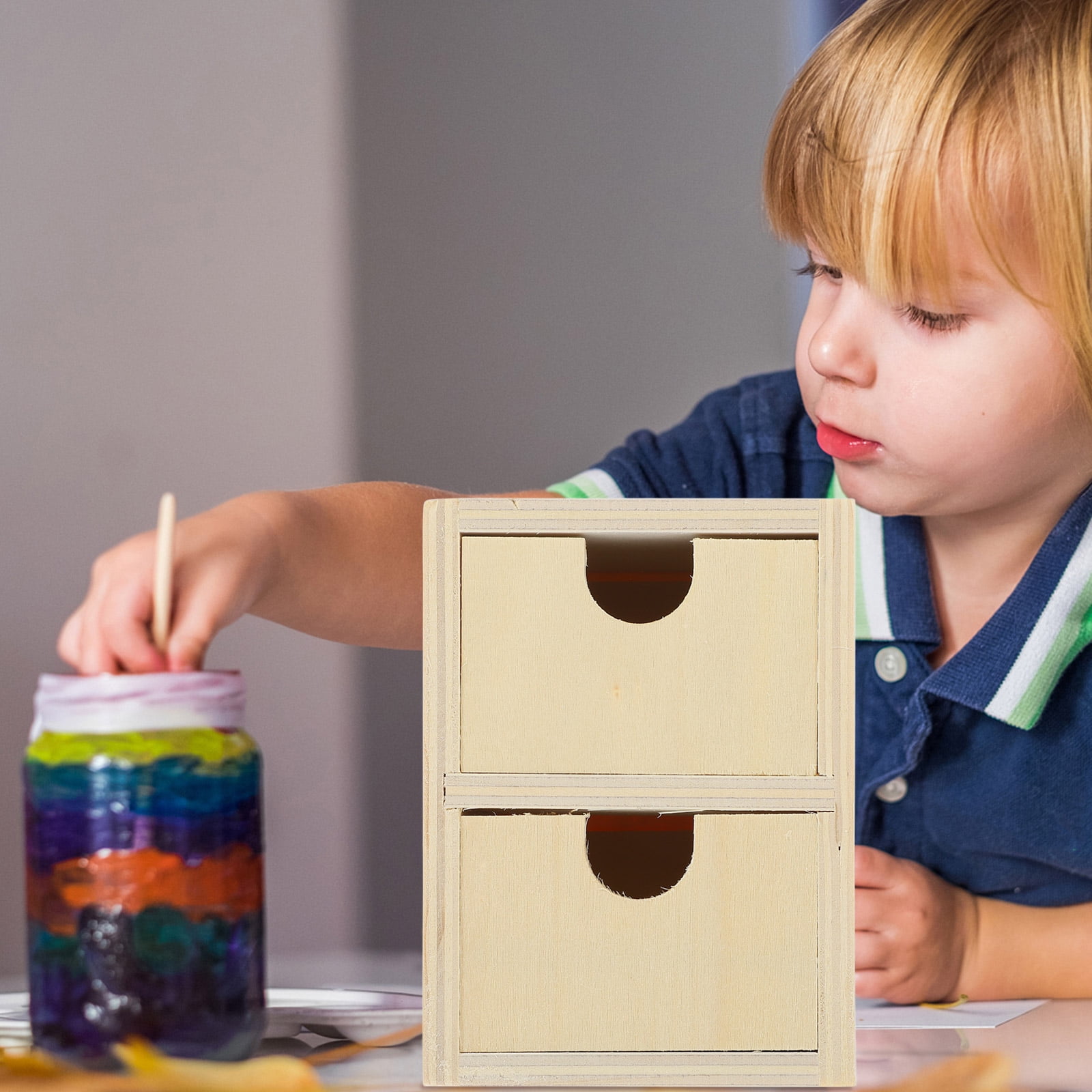 NICEXMAS Unfinished Drawer Wooden Small Drawers for Parents Light ...