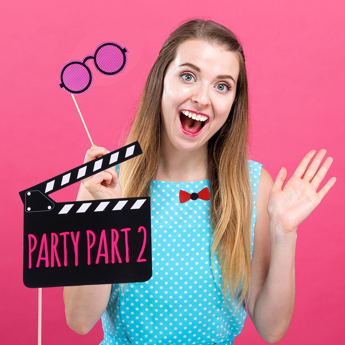 NICEXMAS Photo Prop Set Wood Handheld Shapes Selfie Props For Couples ...