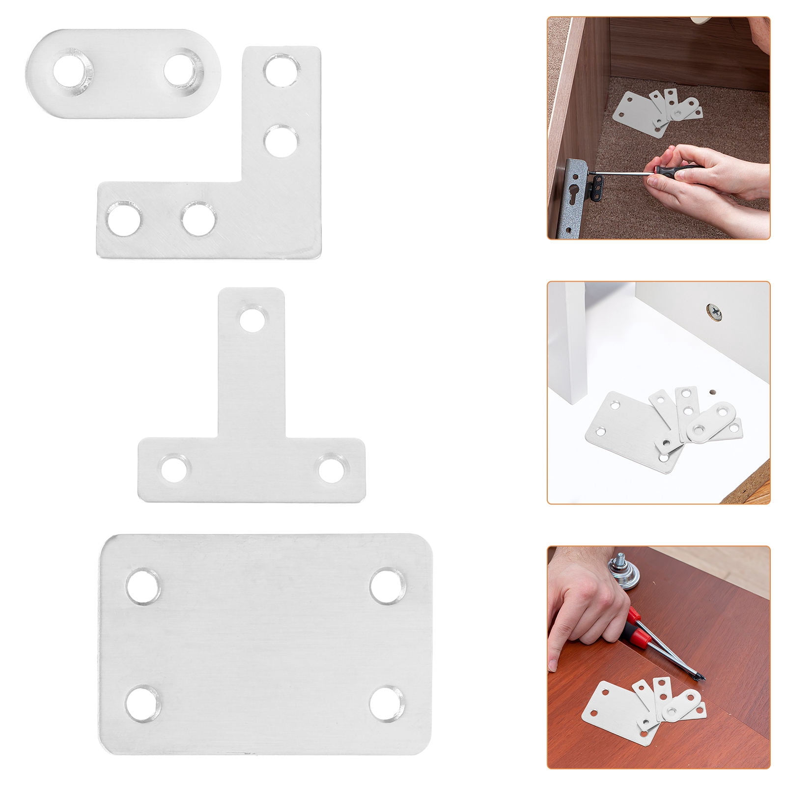 NICEXMAS 22Pcs Stainless Steel Flat Mending Bracket for Furniture ...