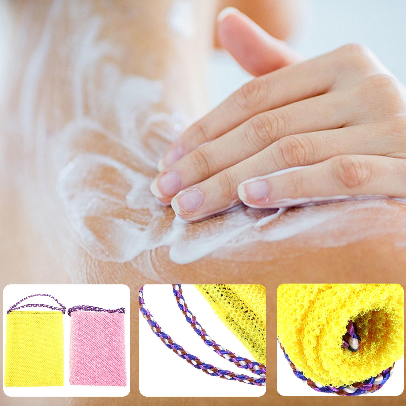 NICEXMAS Body Exfoliating Cloth Exfoliating Shower Towels Yellow 2Pcs ...