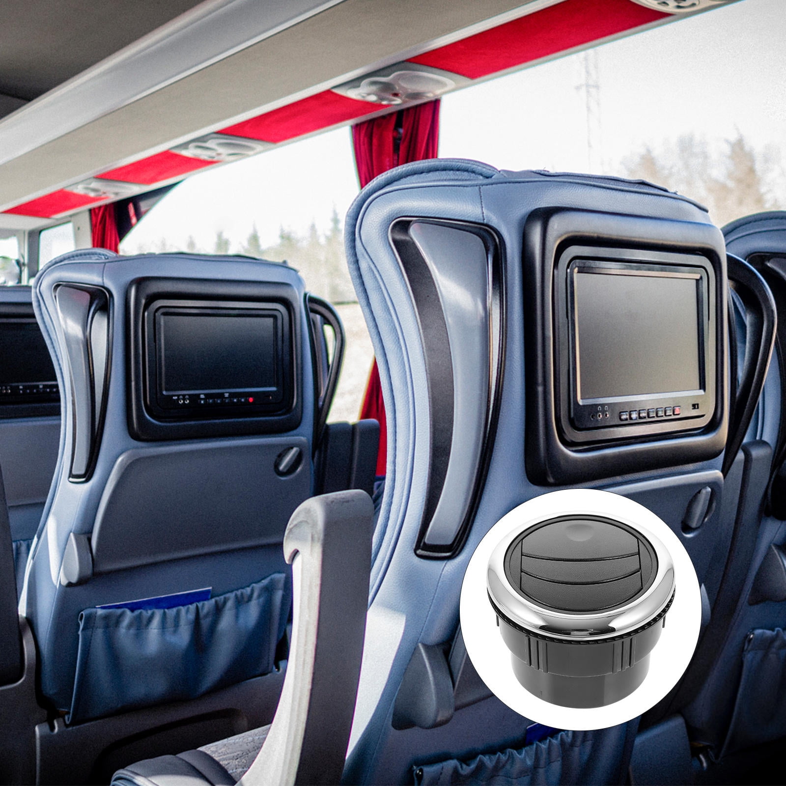 NICEXMAS 2Set Round Air Conditioning Vent for Buses in Black ABS with ...