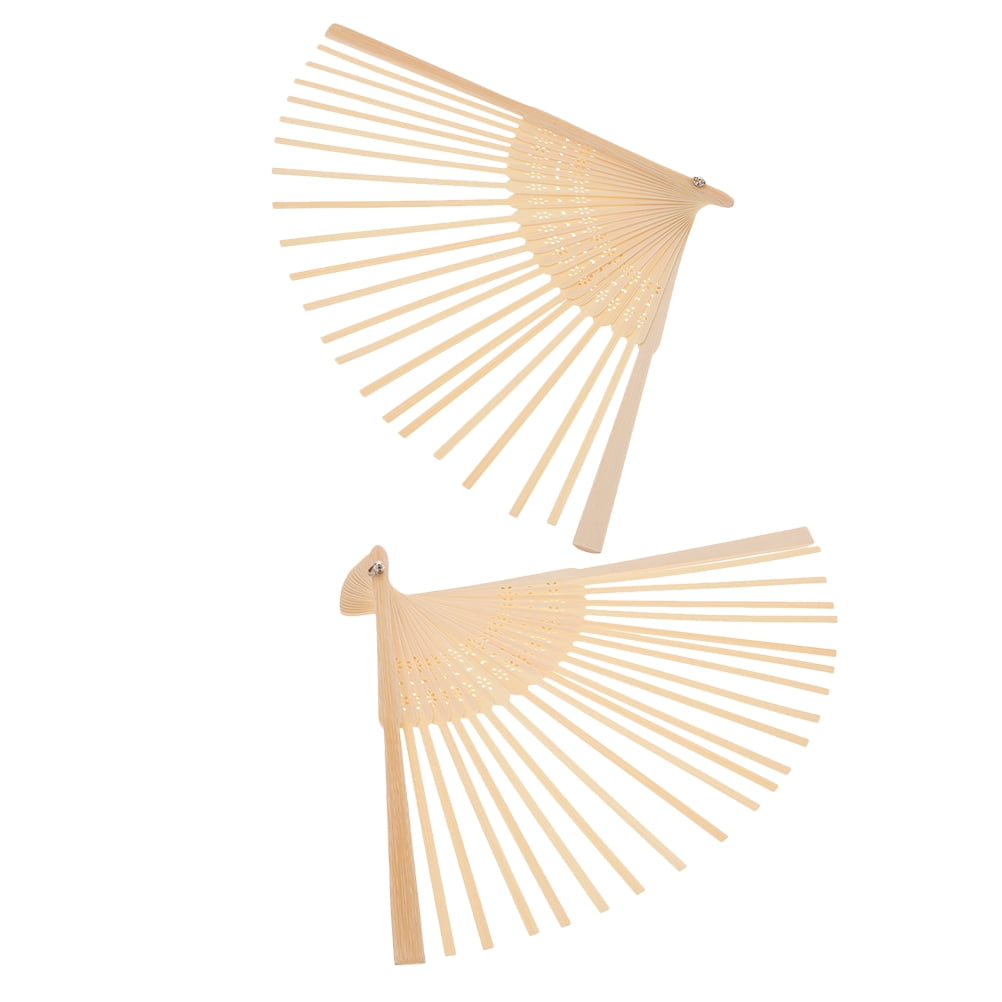 NICEXMAS 2Set Wood Folding Fan Frame Beige Bamboo Metal Japanese Design ...