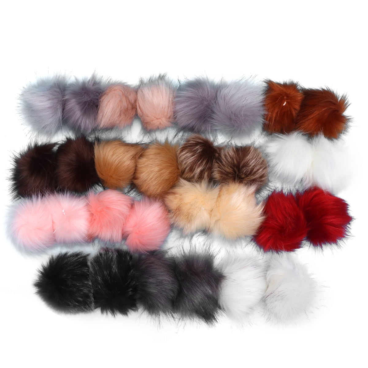 NICEXMAS 30Pcs Fluffy Simulated Fur Pom Assorted Color Round Bag Charms ...
