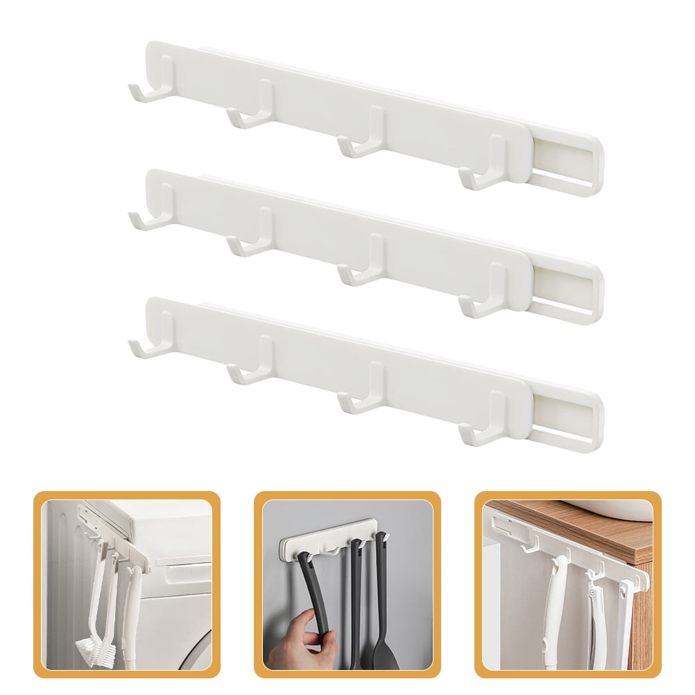 NICEXMAS 3Pcs Kitchen Sliding Hooks with Slide Rail for Closet Clothes ...