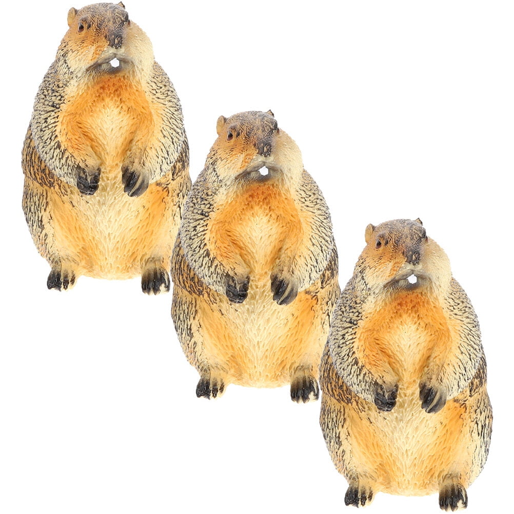 NICEXMAS 3pcs Small Groundhog Figurine Plastic Animal Statue Model ...