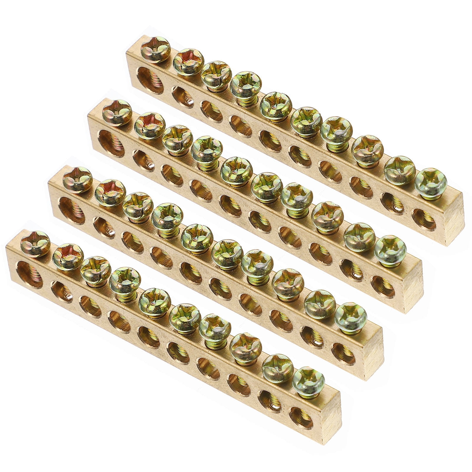 NICEXMAS 4 Pcs 10 Hole Distribution Wire Screw Terminal Copper Ground ...