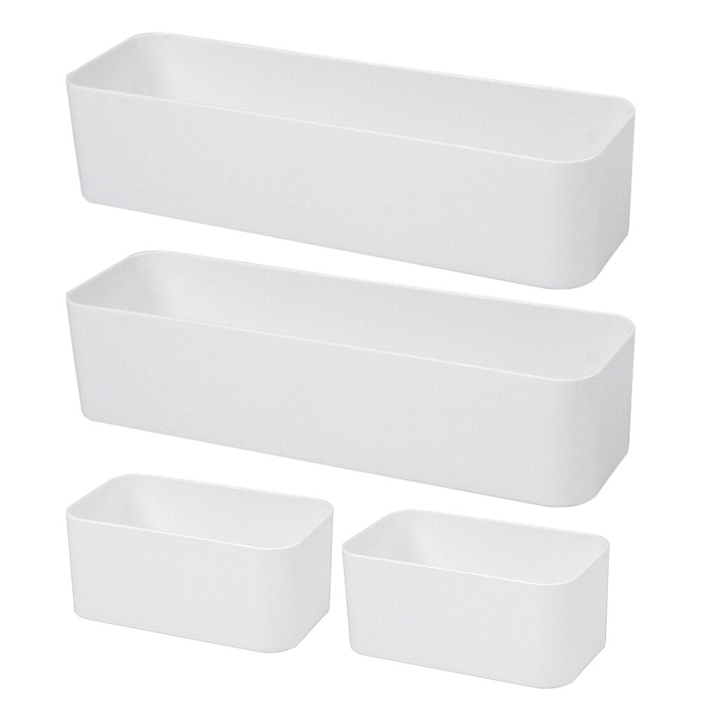 NICEXMAS 4 Pcs Storage Bins with Lids White TV Controller Holder ...