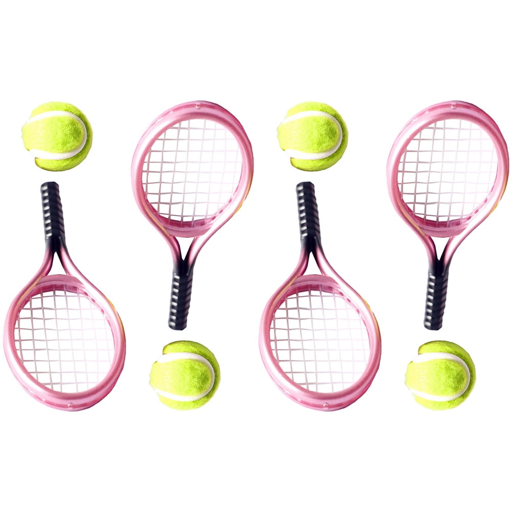 NICEXMAS 4 Sets Tennis Gear Pink Plastic Mini Tennis Racket Toy For ...
