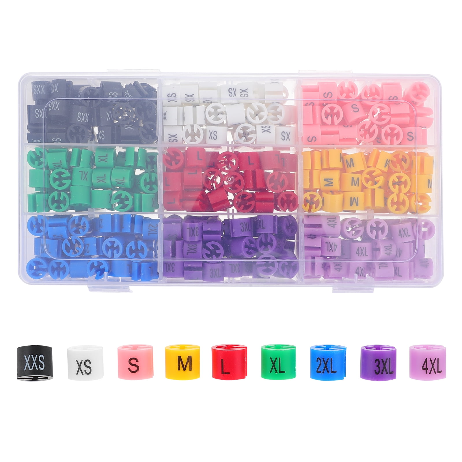NICEXMAS 450pcs Plastic Clothes Size Clips Hanger Size Markers Color ...