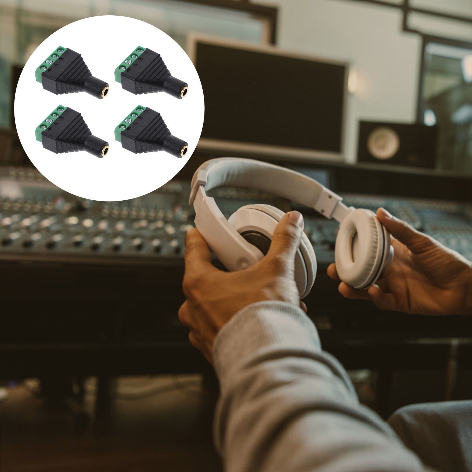 NICEXMAS 4Pcs 3.5mm Gold-Plated Plastic Stereo Terminal Block Adapter ...