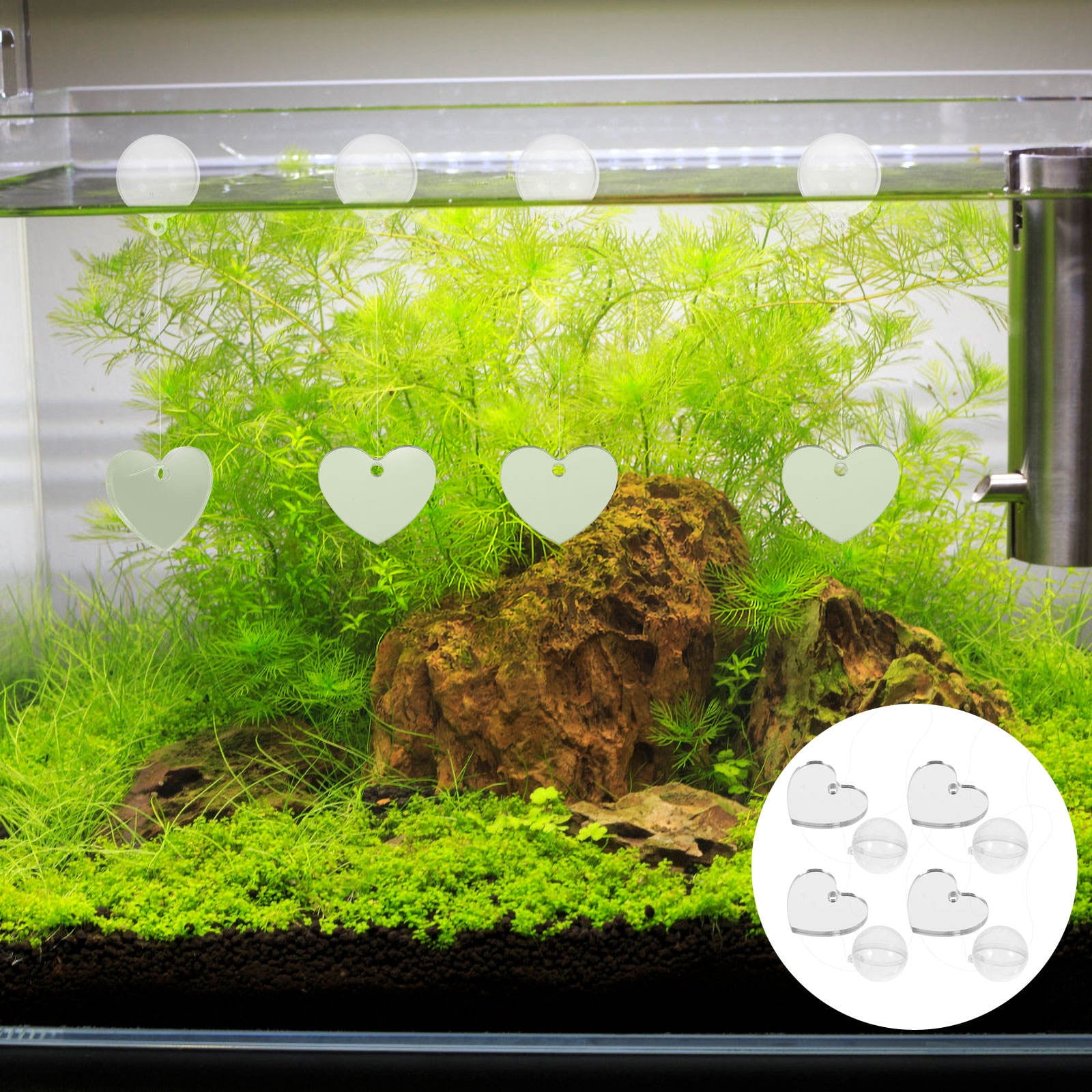 NICEXMAS 4Pcs Betta Fish Tank Mirror for Floating in Water and Natural ...