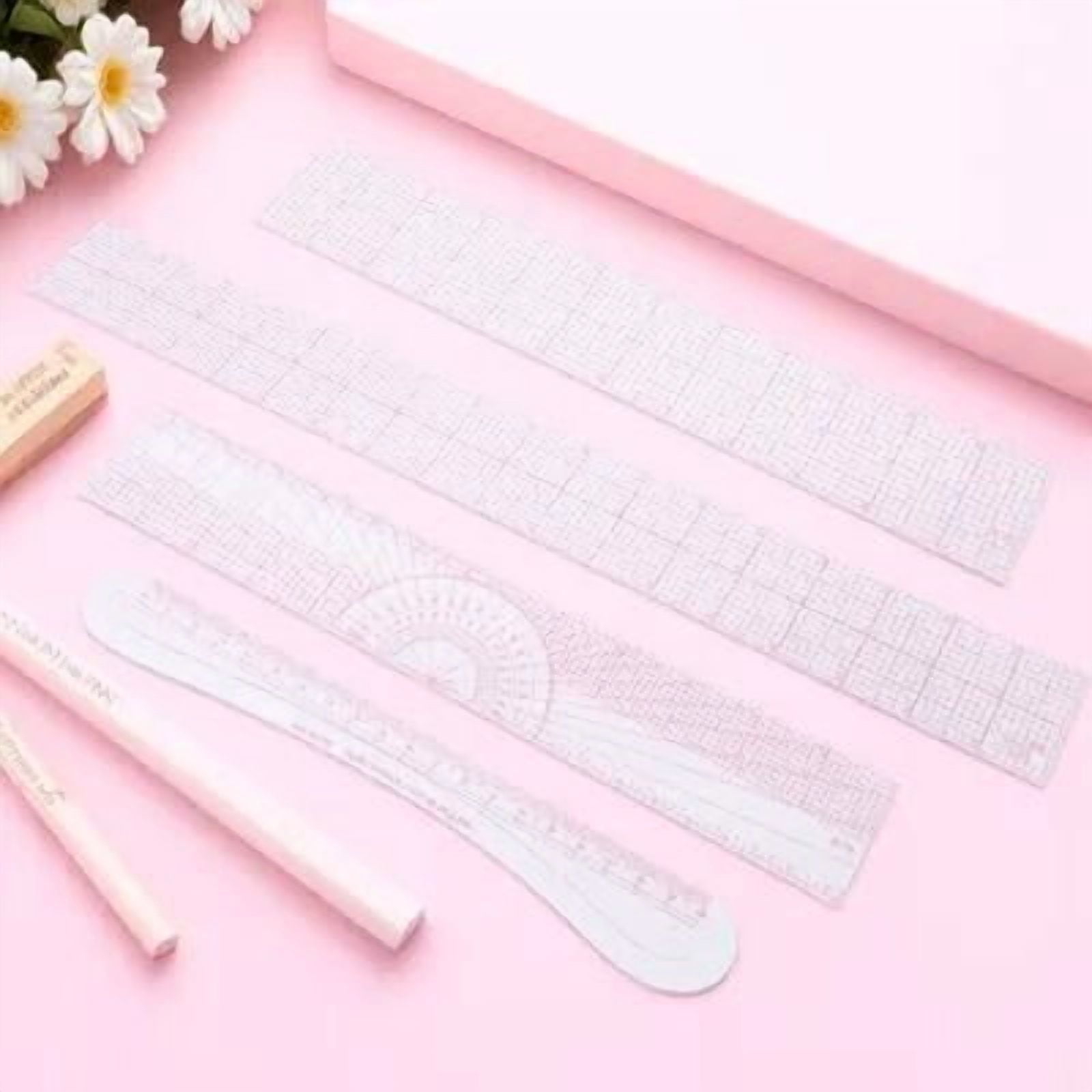 NICEXMAS 4-Piece Sewing Ruler Set with Curved Quilting Rulers for ...