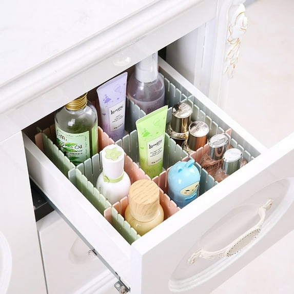 NICEXMAS 4Pcs Adjustable Green Drawer Organizer Made of Plastic for ...