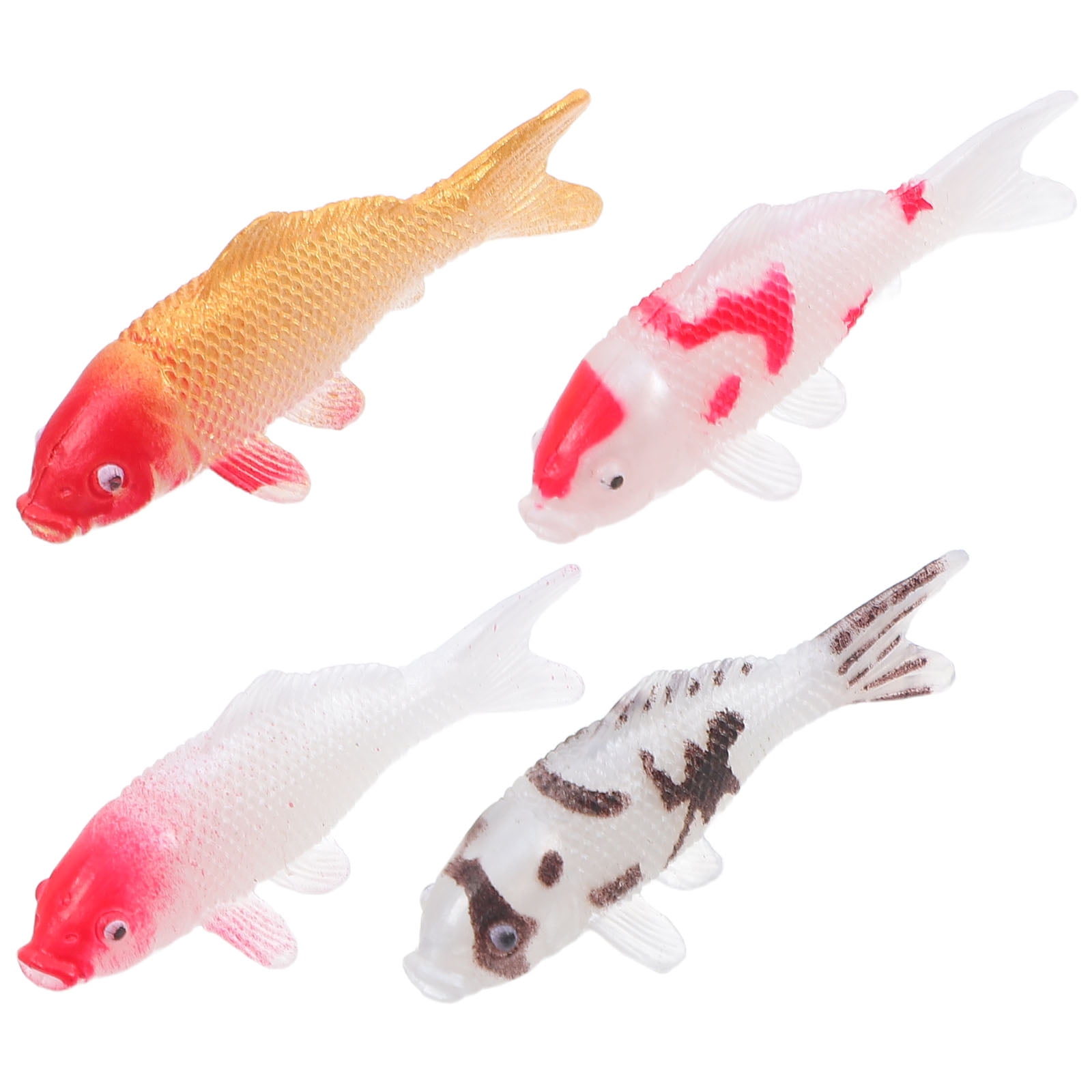 NICEXMAS 4Pcs Artificial Koi Fish Figurines Assorted Color Plastic Fish ...