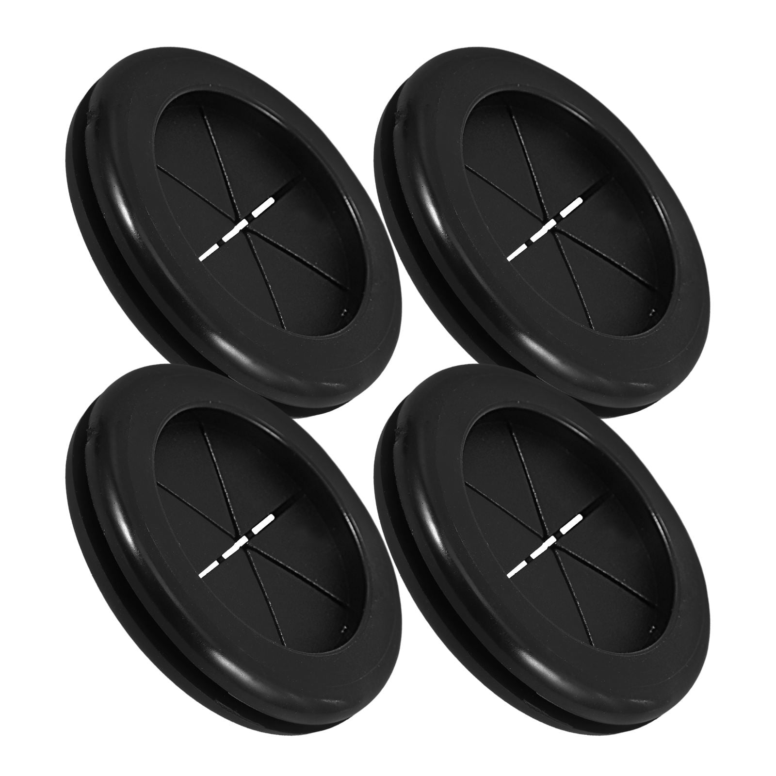 NICEXMAS 4-Pack Adjustable Dual-Sided Black Rubber Grommet Cable Hole ...