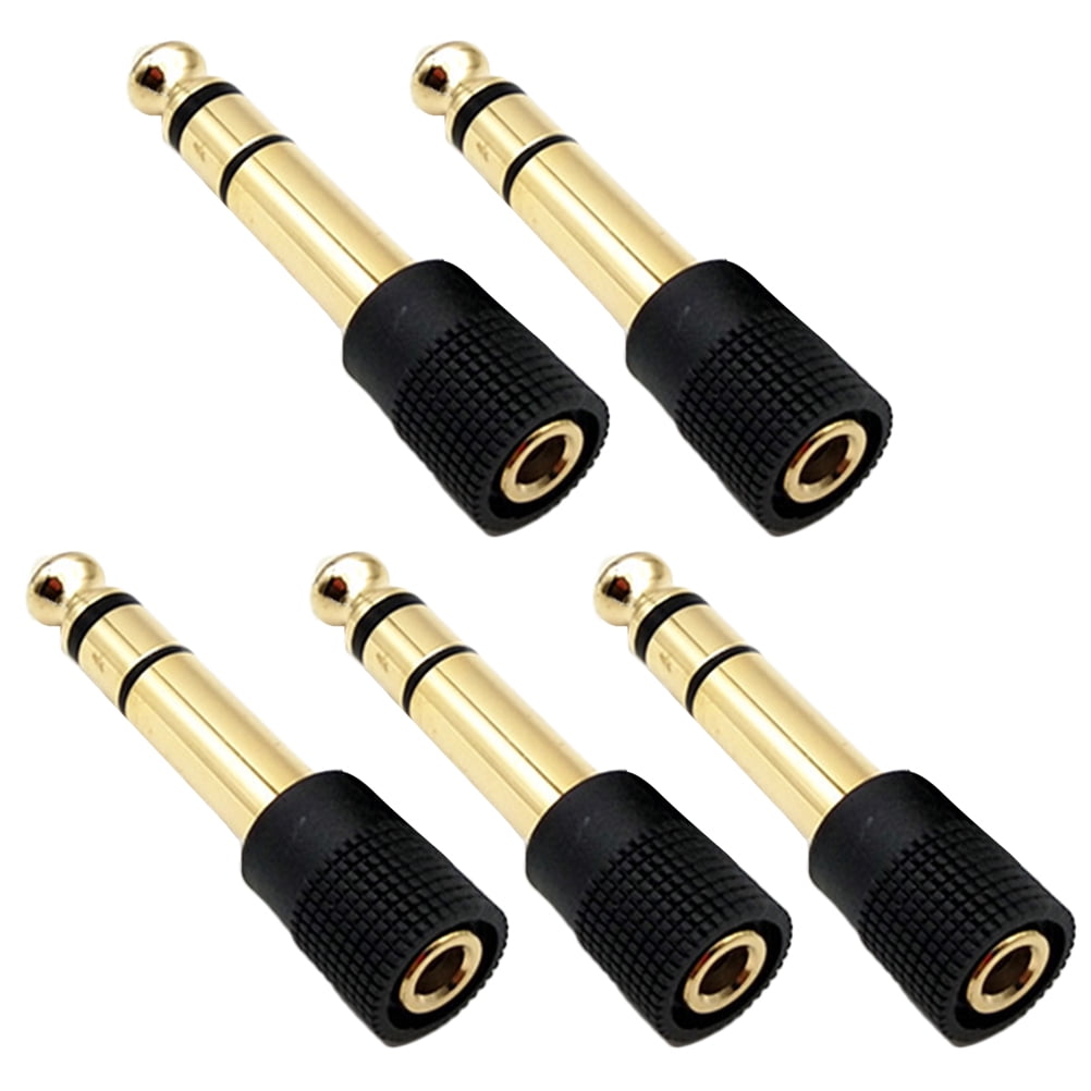 NICEXMAS 5 Pcs Golden Audio Adapter with 6 35mm Male Plug to 3 5mm ...