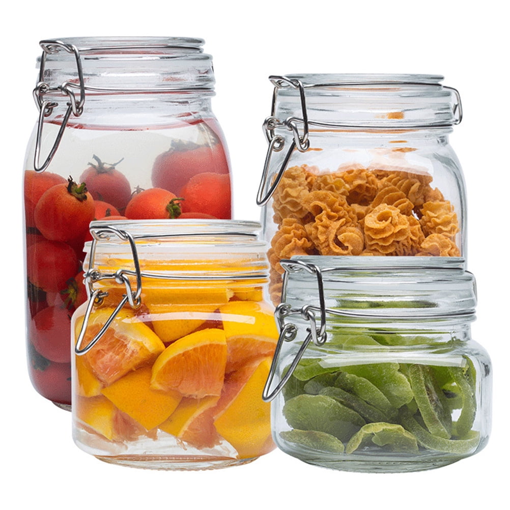 NICEXMAS Transparent Glass Seal Jar with Stainless Steel Buckle for ...