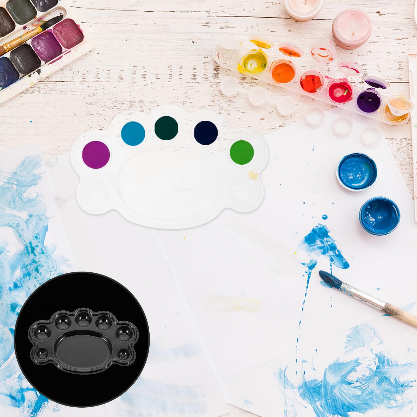 NICEXMAS 50pcs Plastic Paint Tray Palettes Little Foot Painting Dish ...