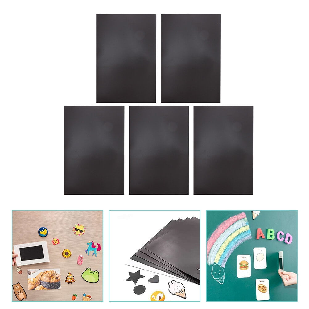 NICEXMAS 5Pcs Black Magnetic Sheets for Fridge Magnets Adhesive Backing ...