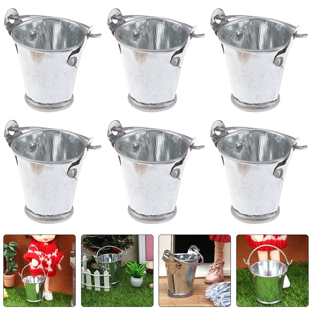 NICEXMAS Mini Buckets Miniature Bucket Metal Silver 6pcs - Walmart.com