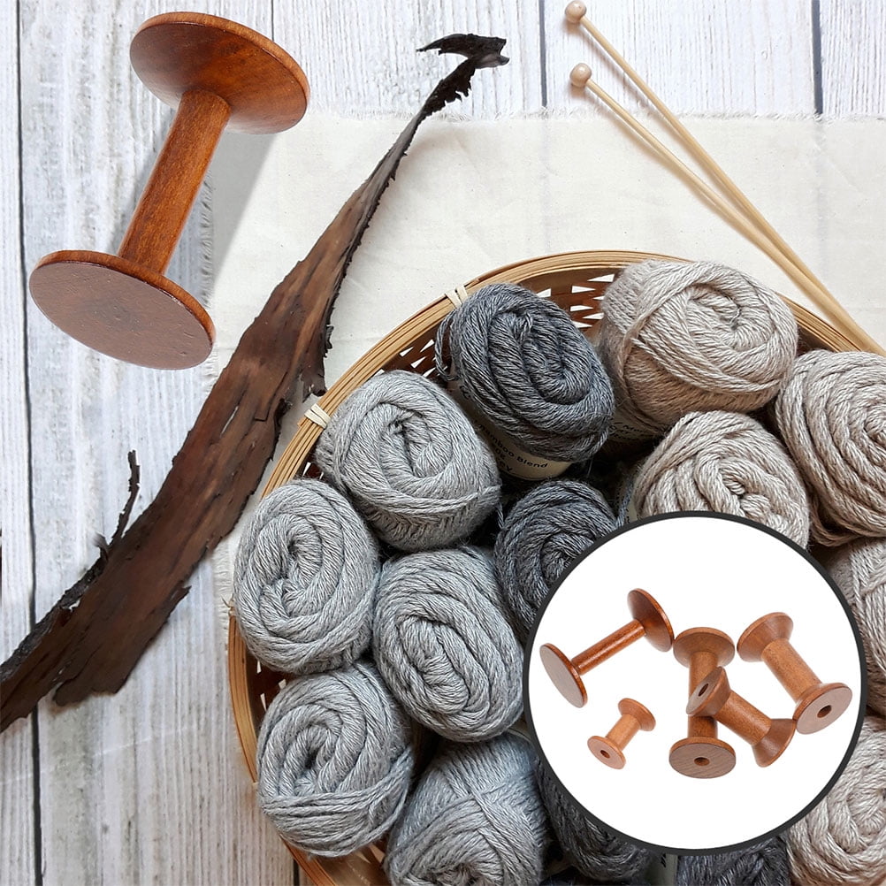 NICEXMAS 7Pcs Thread Spool Organizer Wooden Bobbins Space Saving Sewing ...