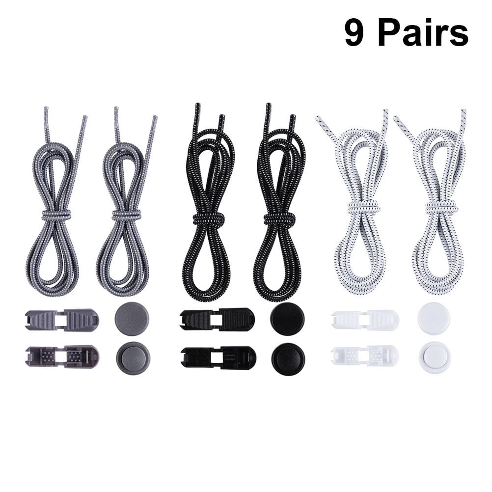 NICEXMAS 9 Pairs Elastic Shoe Laces Adjustable Tieless Shoelaces Fast ...