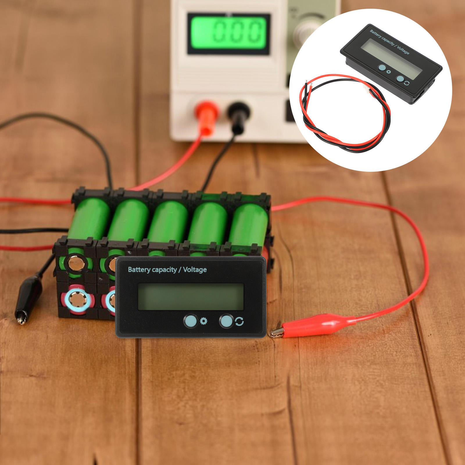 NICEXMAS Battery Capacity Meter Voltmeter Battery Capacity Gauge Tool ...