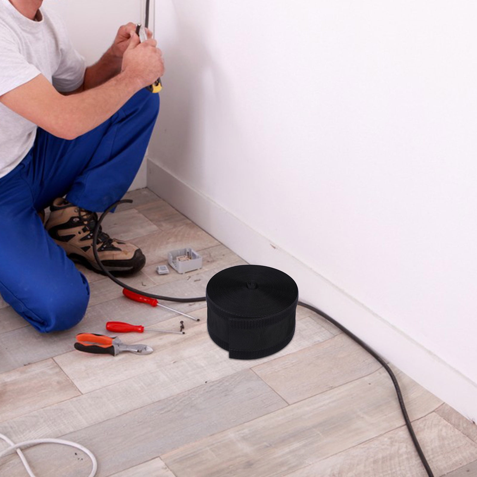 NICEXMAS Cord Channels Cable Protector Nylon Black 1Set Office ...