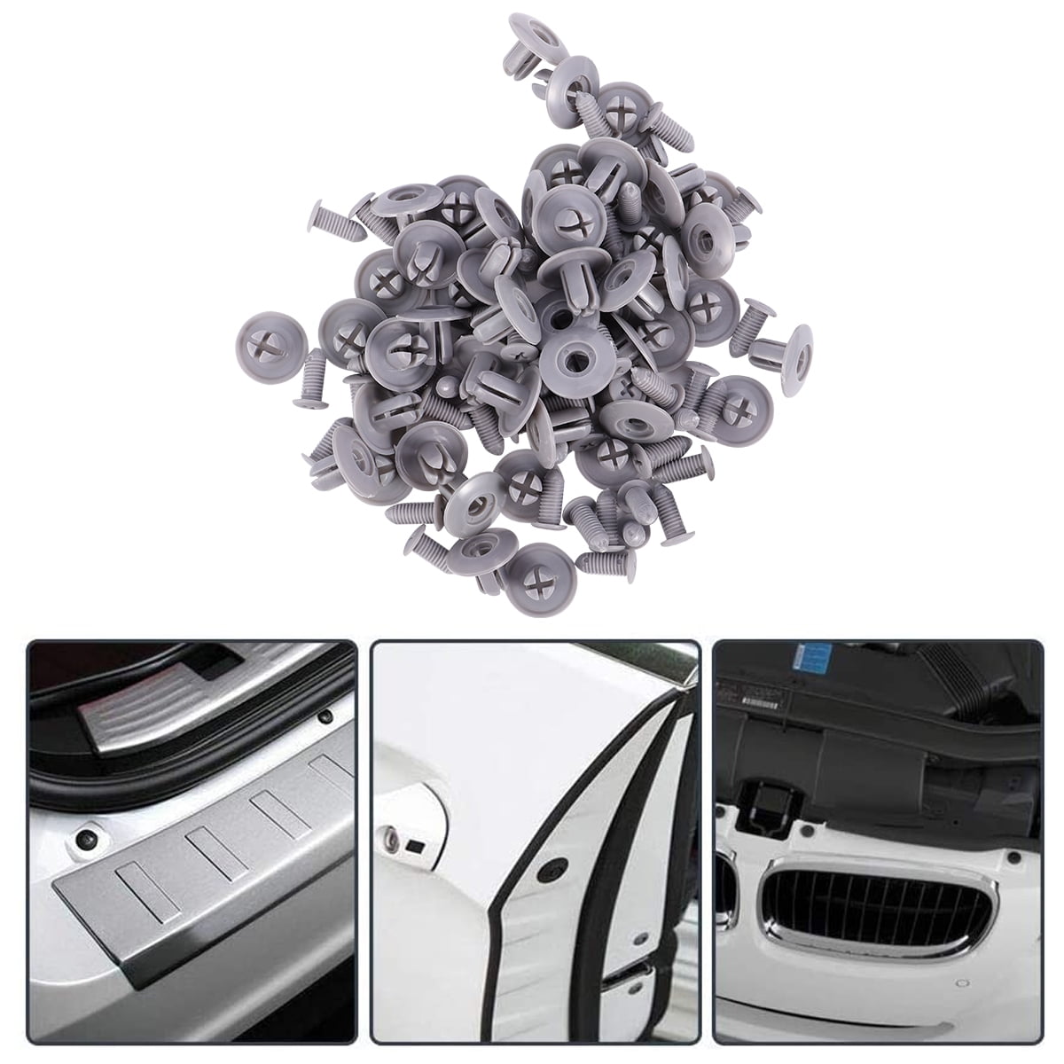NICEXMAS Car Bumper Fasteners 50Pack Grey Plastic Buckle for Automotive ...