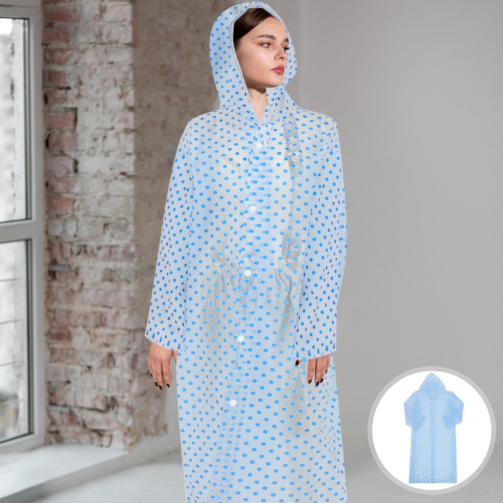 NICEXMAS Clear Adult Rain Poncho Waterproof Rainwear Hood Poncho Wave ...