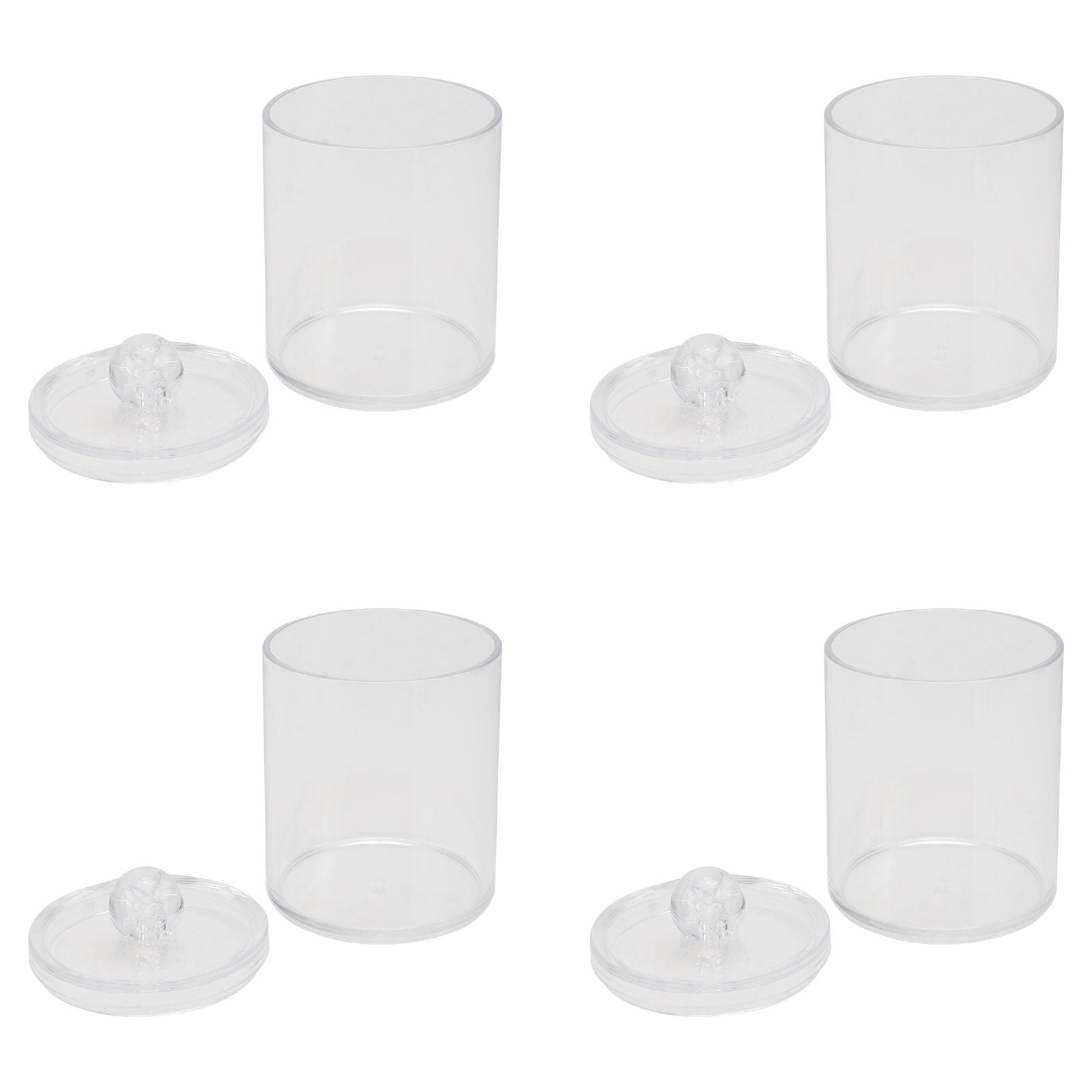 NICEXMAS Clear Storage Jar Cotton Swabs Organizer Round Lid Design for ...