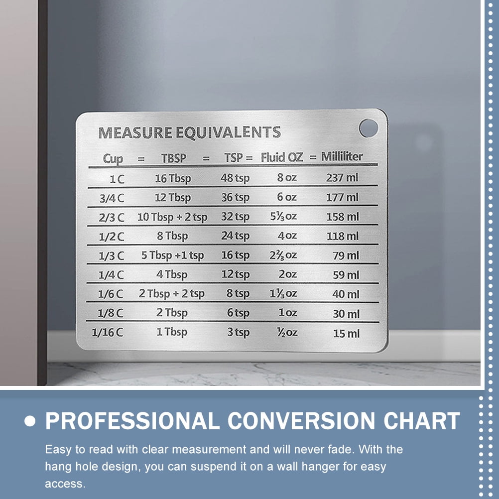 Cooking Equivalents And Measures EXCEART Stainless Steel Kitchen ...