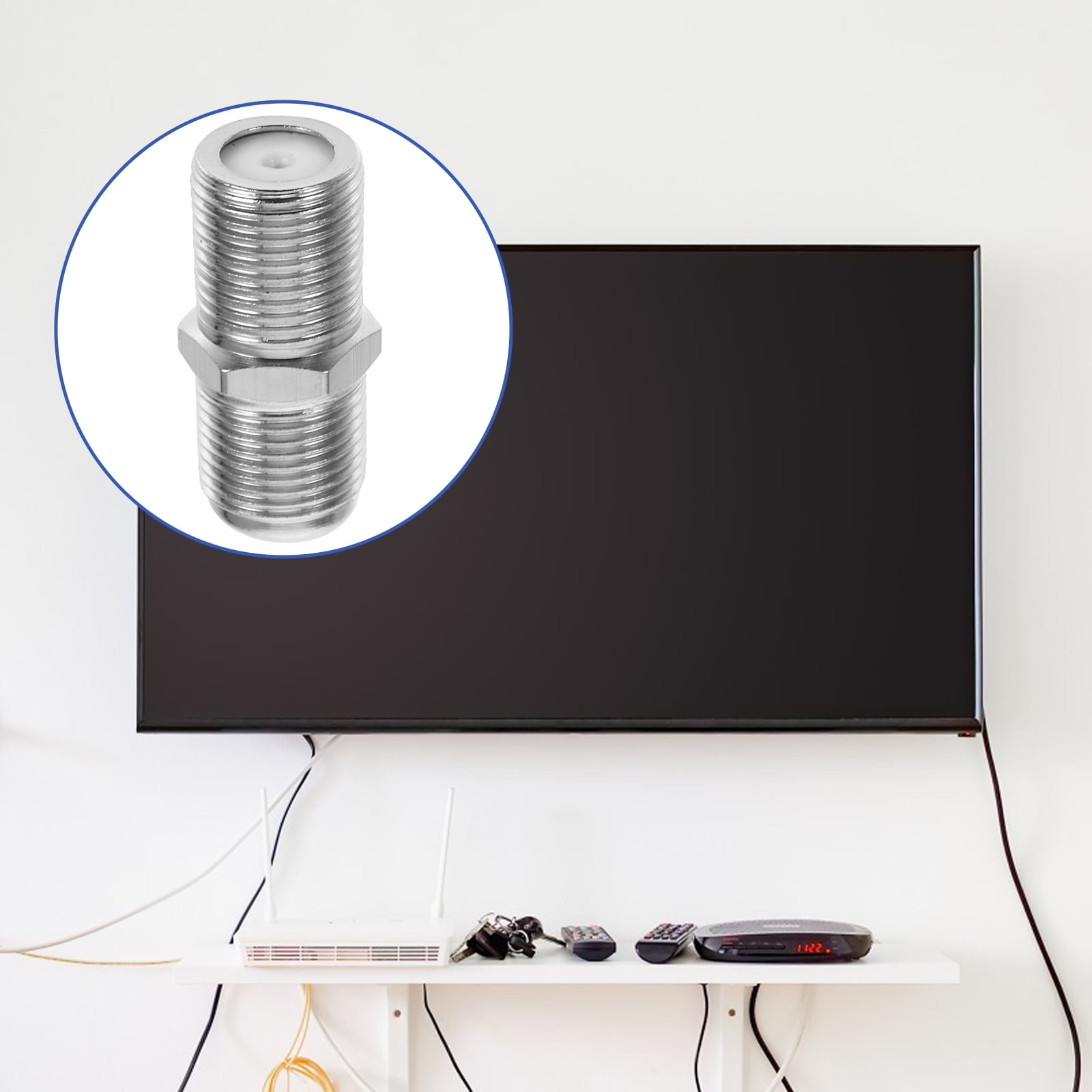 NICEXMAS Cylindrical Silver F-Type Coax Cable Extender Adapter 10Pcs ...